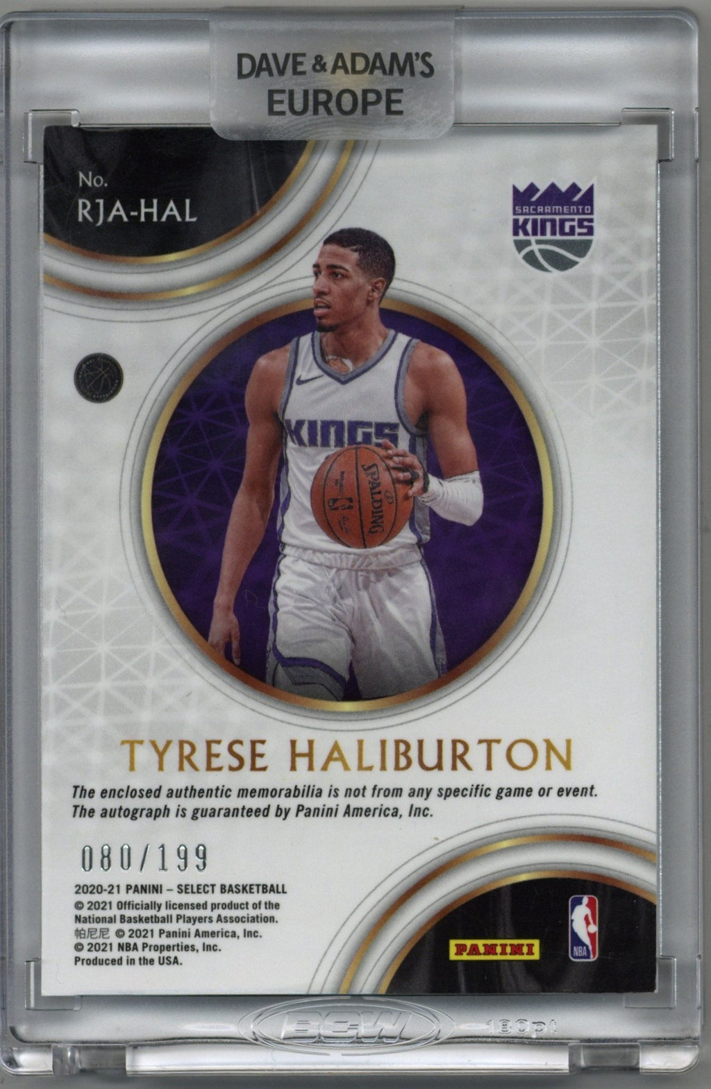 2020/21 Panini Select Tyrese Haliburton Patch Auto Card 080/199 #RJA-H ...