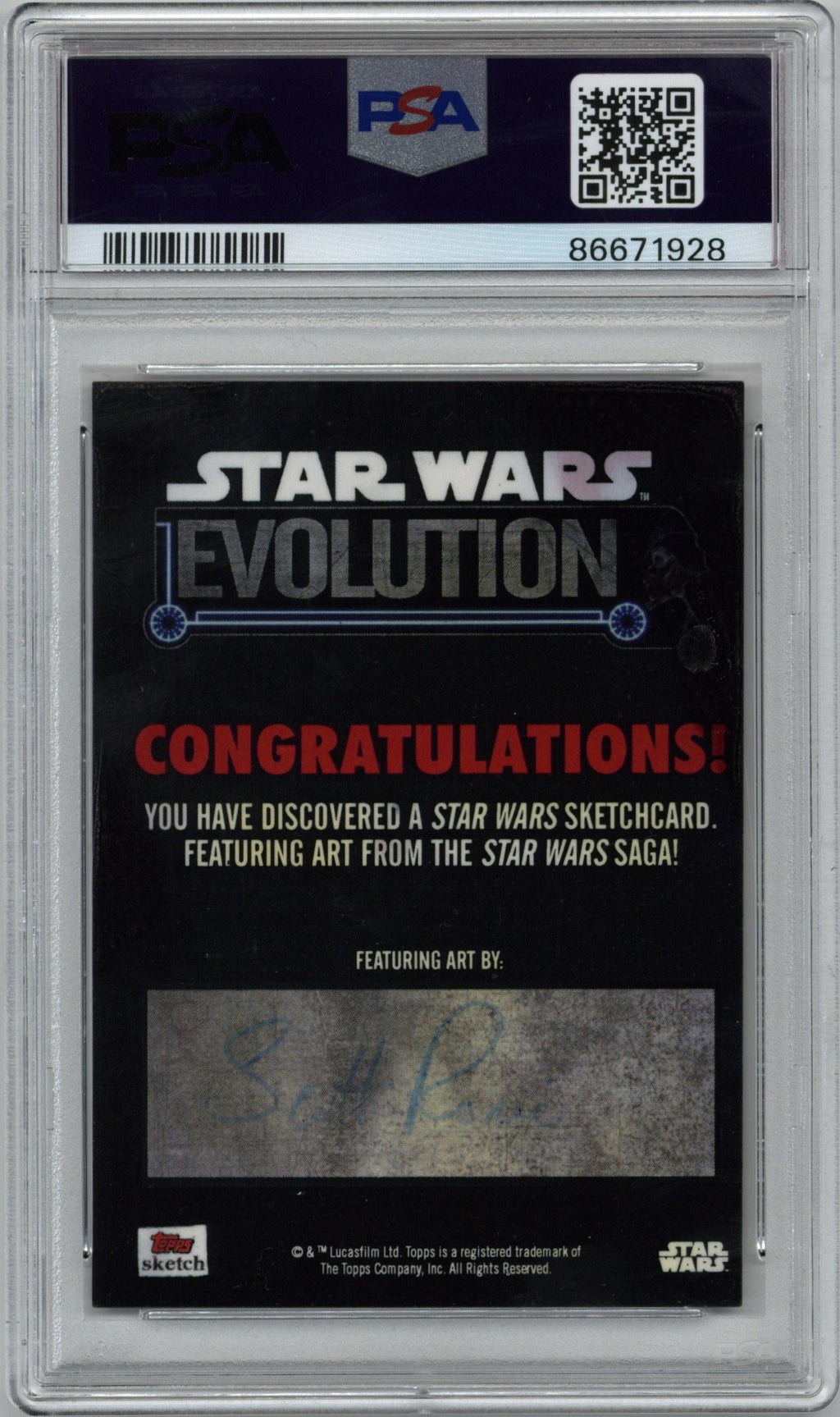 2016 Topps Star Wars Evolution Sketch-Chewbacca Scott Rorie PSA Authen ...