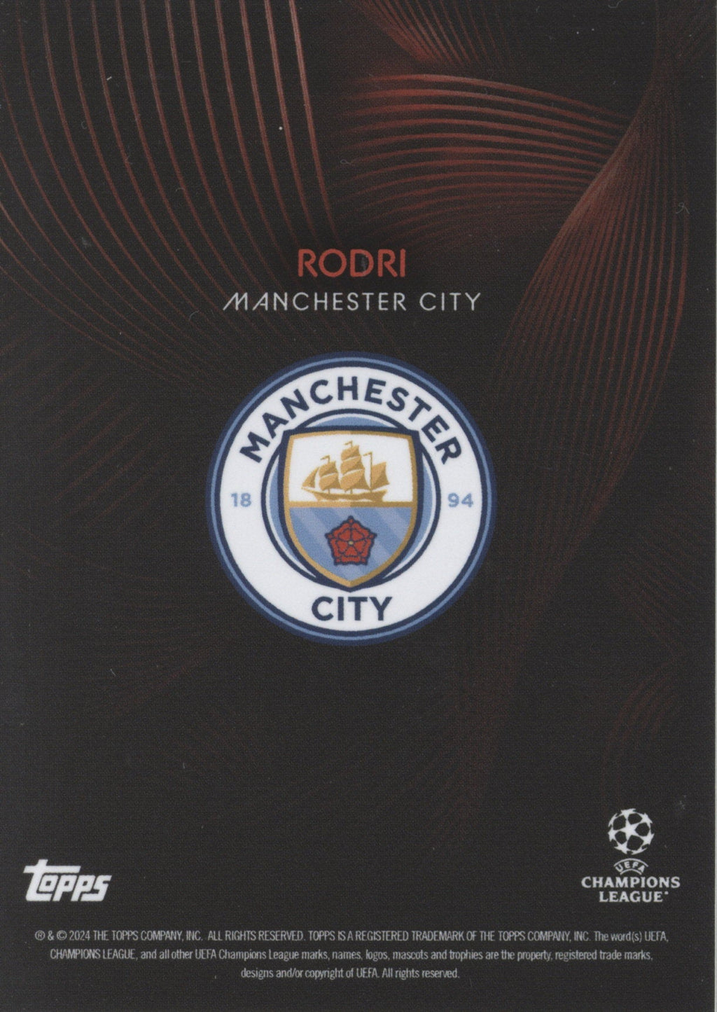 2024 Topps Showtime Rodri Auto Card 03/10 – Dave & Adam's Europe