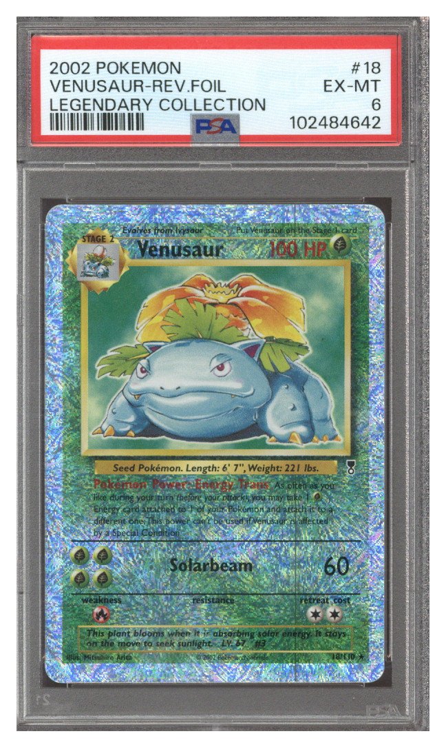 2002 Pokemon Legendary Collection Reverse Holo Venusaur #18 PSA 6 ...