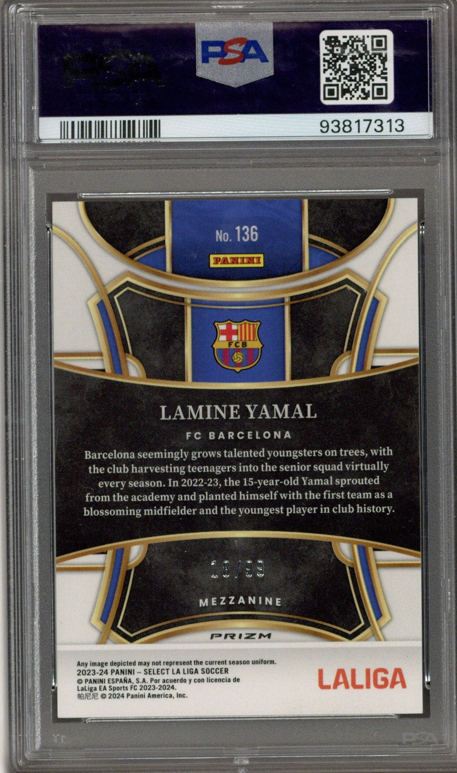 2023-24 Select LaLiga Lamine Yamal Winter Camo 18/99 RC PSA 10 – Dave ...