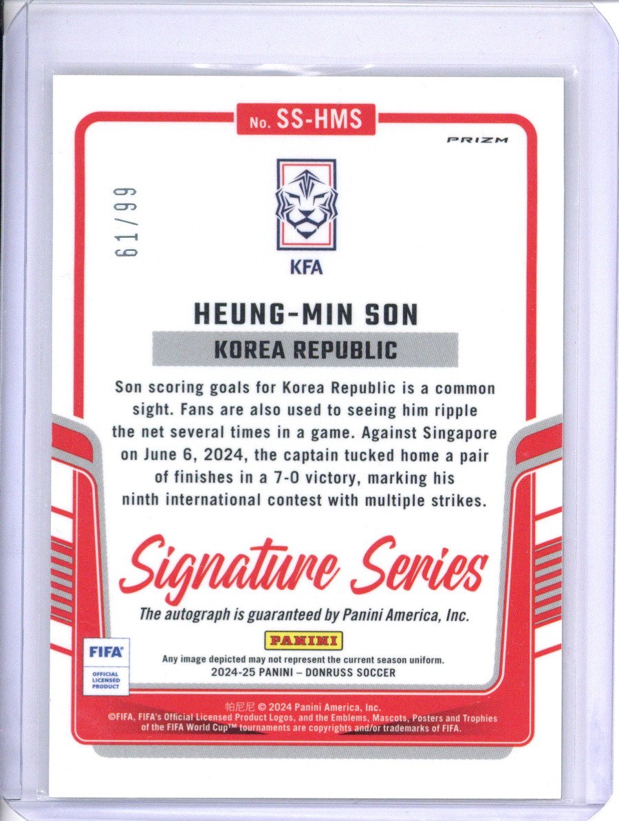 2024-25 Panini Donruss FIFA Heung-Min Son Signature Series Auto Dragon ...