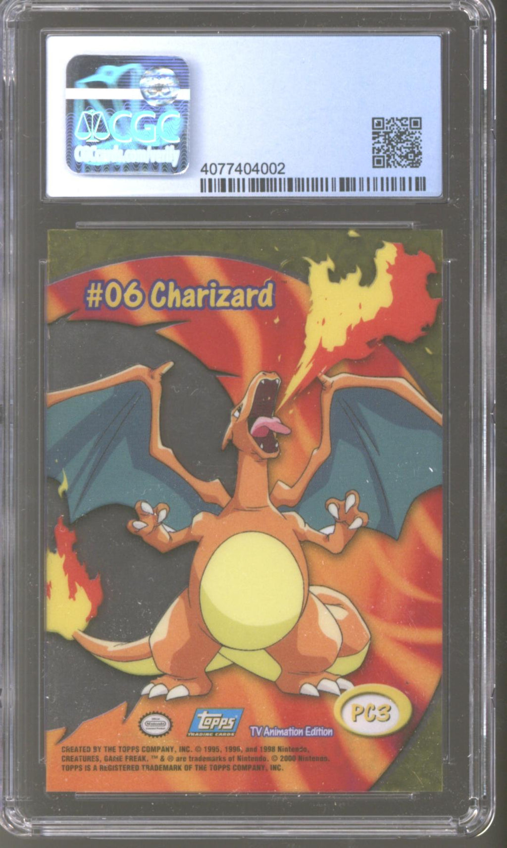 Pokemon Topps Series 2 Clear Card Charizard PC3 CGC 9 (10, 8.5, 10, 10 ...