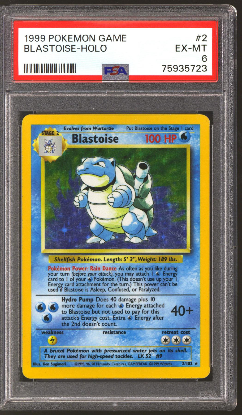 Pokemon Base Set Unlimited Blastoise 2/102 PSA 6 *653 – Dave & Adam's ...